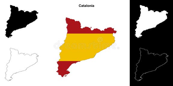 Catalonia outline map stock vector. Illustration of icon - 323590804