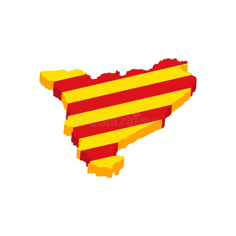 Catalonia 3d Barcelona Map Border Flag Icon Illustration Stock Vector ...