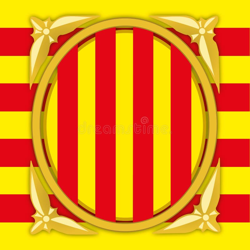 Catalunya Flag, Coat of Arms and Map, Spain Stock Vector - Illustration ...