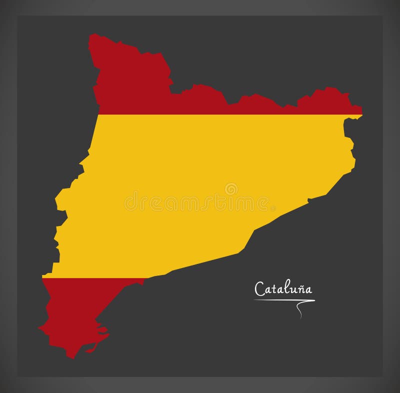Cataluna Map with Spanish National Flag Illustration Stock Vector ...