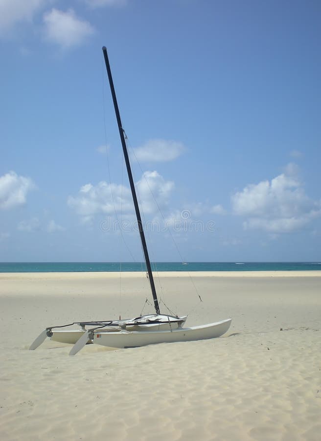 Catamaran on the beach stock image. Image of mast, island - 4105409