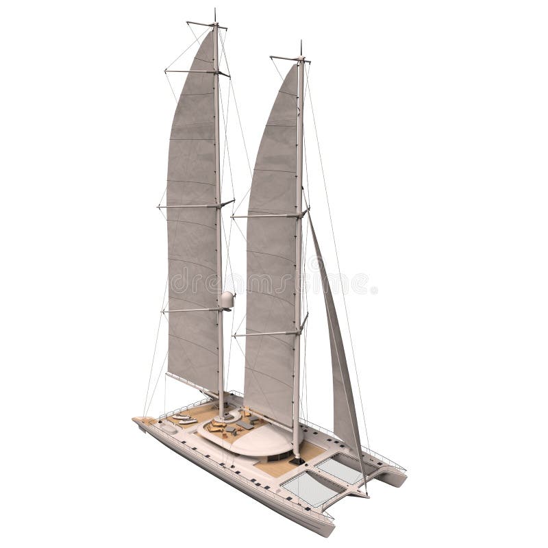 Catamaran Isolated on White Background 3d Illustration Stock ...