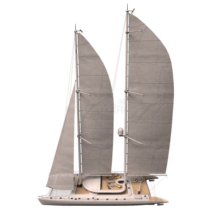 Catamaran Isolated on White Background 3d Illustration Stock ...