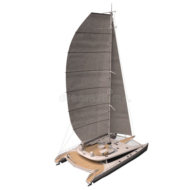 Catamaran Isolated on White Background 3d Illustration Stock ...