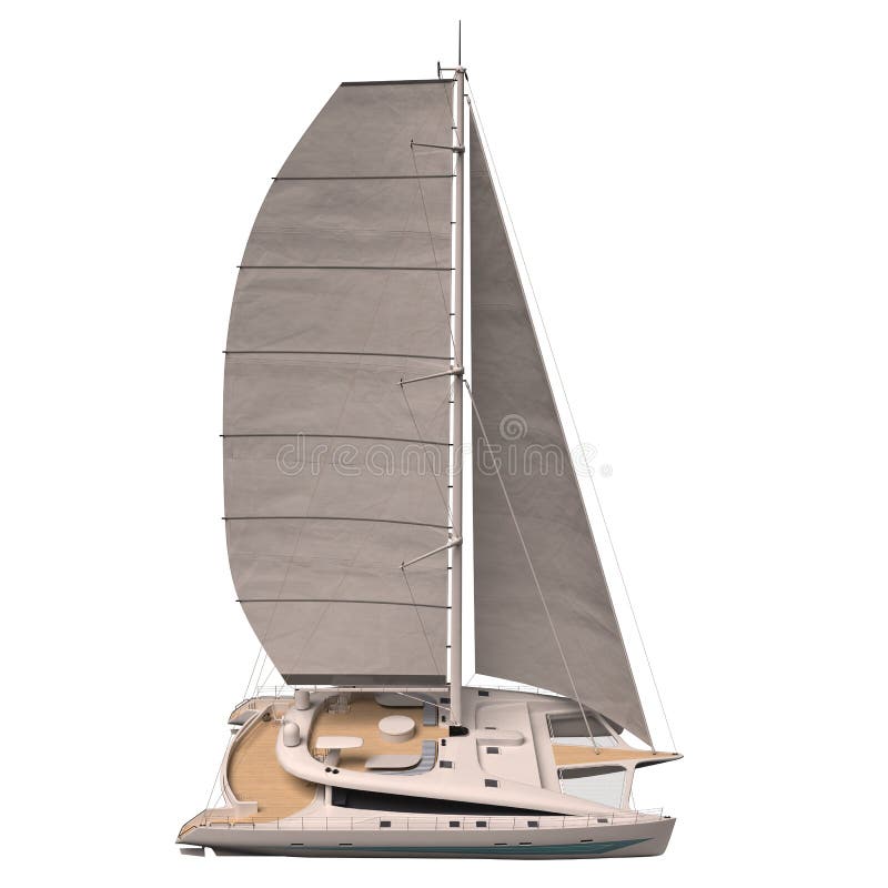 Catamaran Isolated on White Background 3d Illustration Stock ...