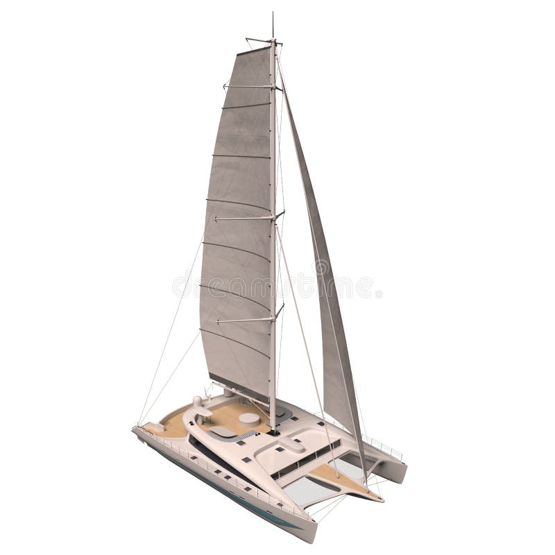 Catamaran Isolated on White Background 3d Illustration Stock ...