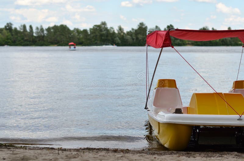 Catamaran on river stock photo. Image of europe, coast - 96775924