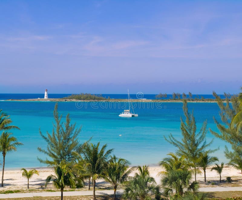Catamaran at the Tropical Beach Stock Photo - Image of ocean ...