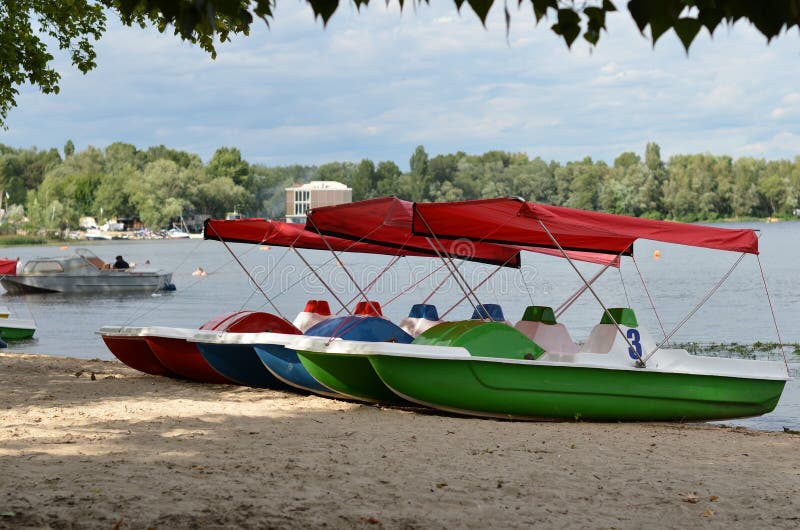 Row catamarans on river stock photo. Image of green, europe - 96775656