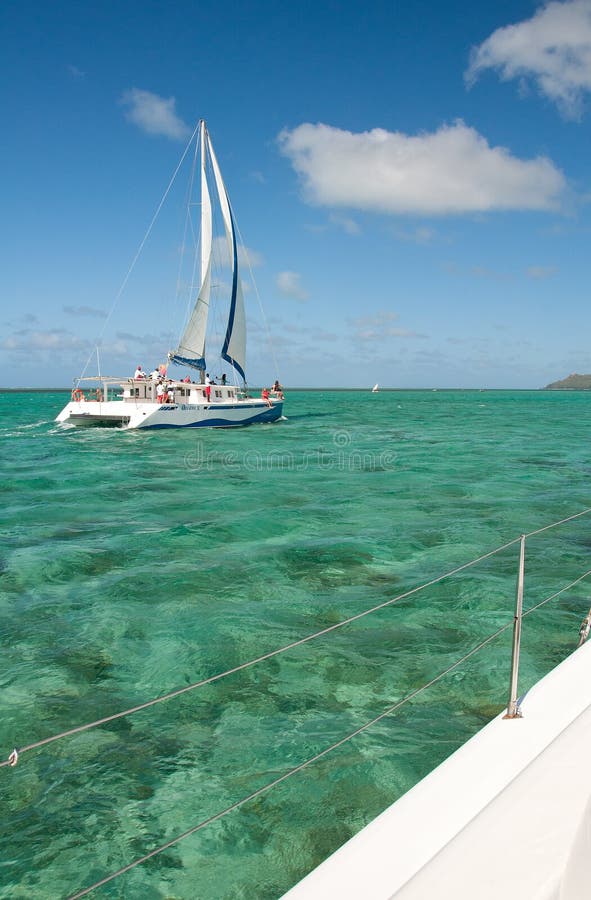 Catamarans and Tropical Lagoon Editorial Image - Image of ship, lagoon ...