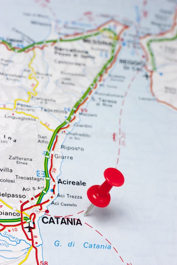 Catania Italy on a Map stock image. Image of europe, globe - 83417669