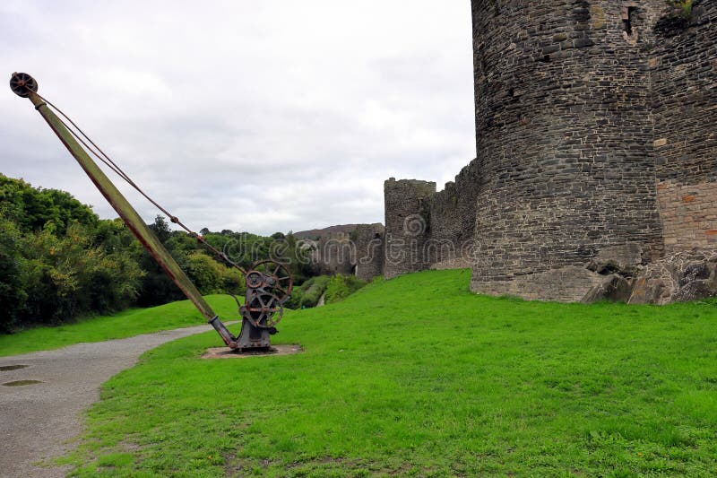 Conway Castle Wales with Catapult Along the Path Stock Image - Image of ...