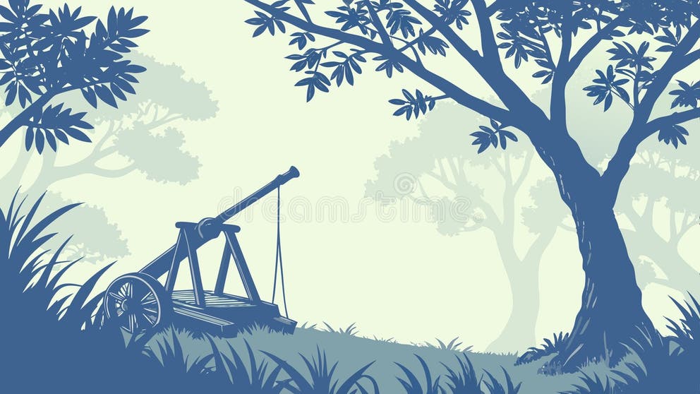 Catapult in a Dense Forest, Historical Scene, Vector Design Generative ...