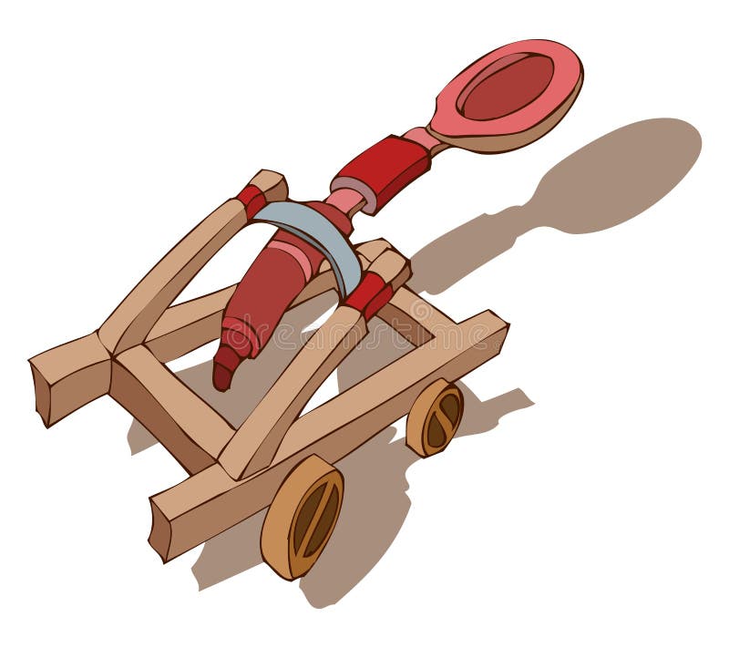 Ancient catapult cartoon stock vector. Illustration of white - 28577835