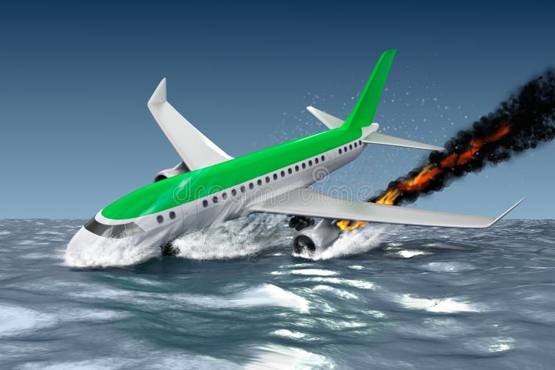 Catastrophe - Crash of Passenger Plane . 3D Illustration Stock ...