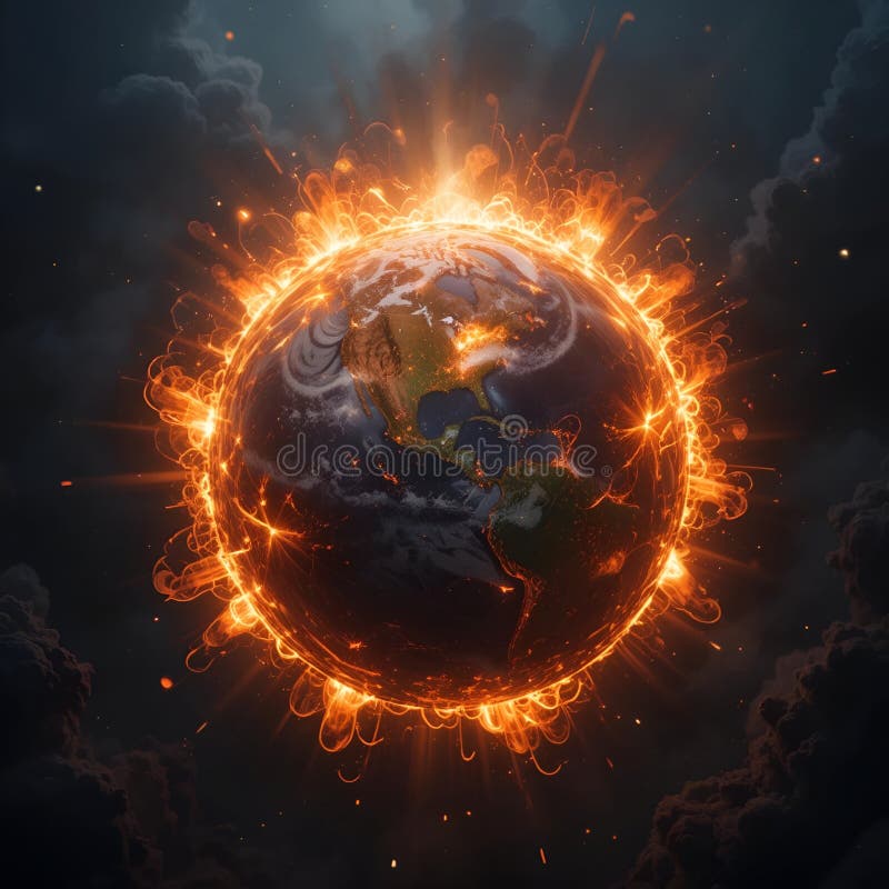 Catastrophic Explosion of Earth in Fiery Chaos Whith AI Stock Photo ...