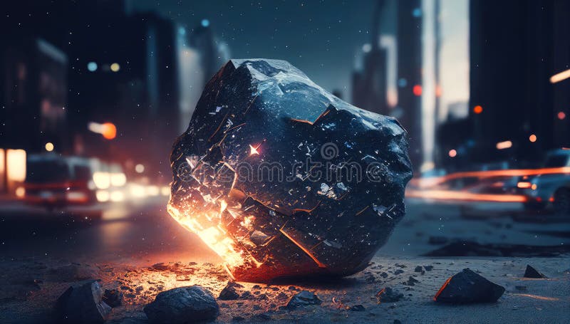 Catastrophic Impact - Asteroid Devastates City Stock Illustration ...