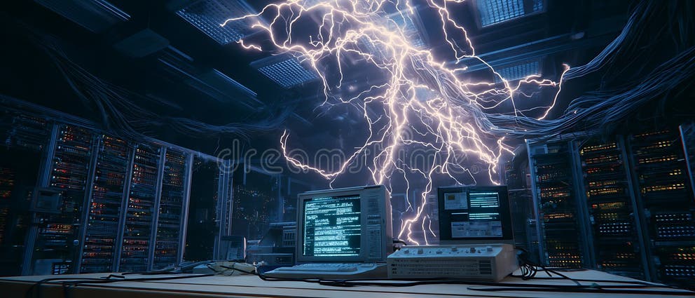 Catastrophic Lightning Strike Engulfs Server Room, Illuminating Complex ...