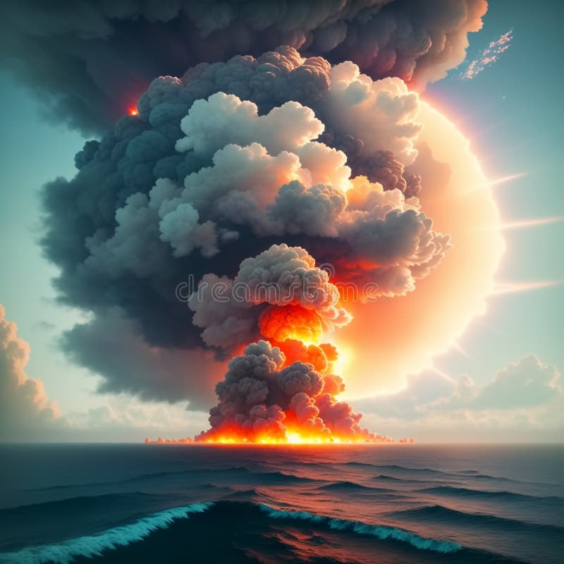 Catastrophic Nuclear Explosion. Generative AI Stock Illustration ...