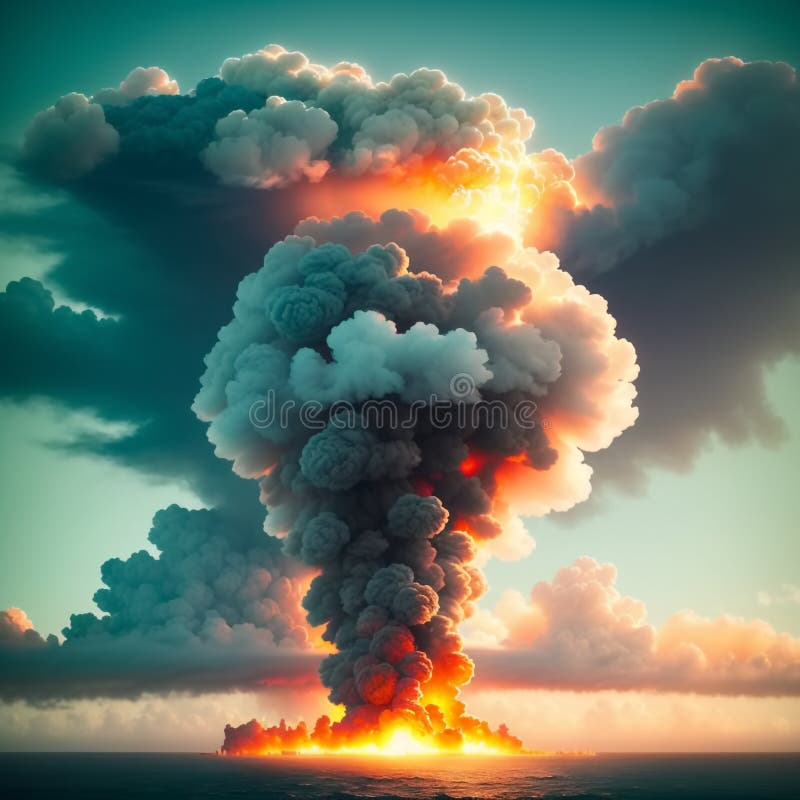 Catastrophic Nuclear Explosion. Generative AI Stock Illustration ...