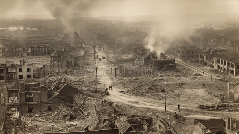 Catastrophic War Zone: City Under Siege, Fiery Explosions, and ...