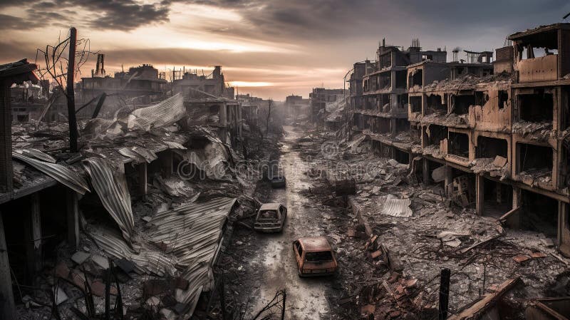 Catastrophic War Zone: City Under Siege, Fiery Explosions, and ...