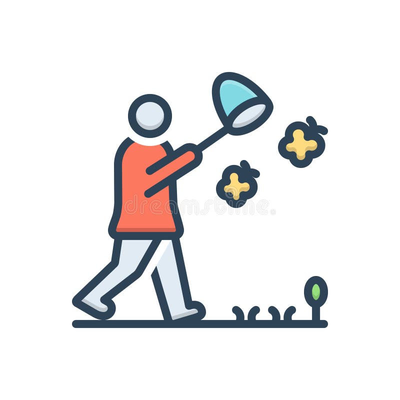 Color Illustration Icon for Catch Butterfly, Net and Park Stock ...