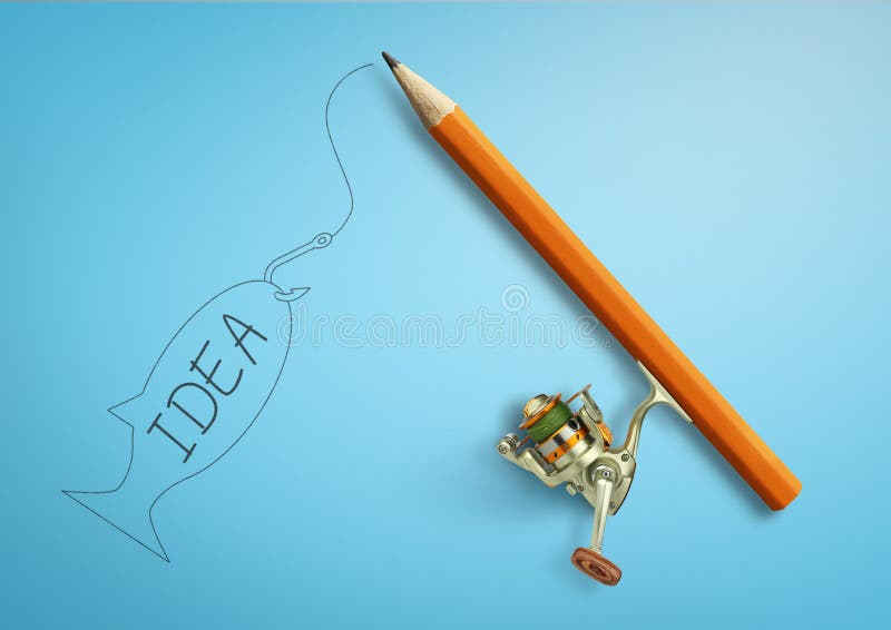 Catch the Idea, Creative Concept, Pencil As Fishing Rod Stock Image ...