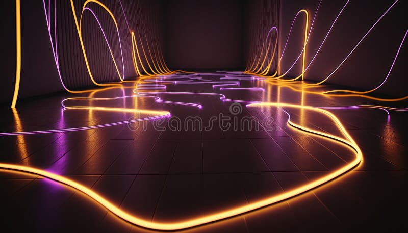 Catch the Trend with Glowing Neon Waves Background Stock Illustration ...