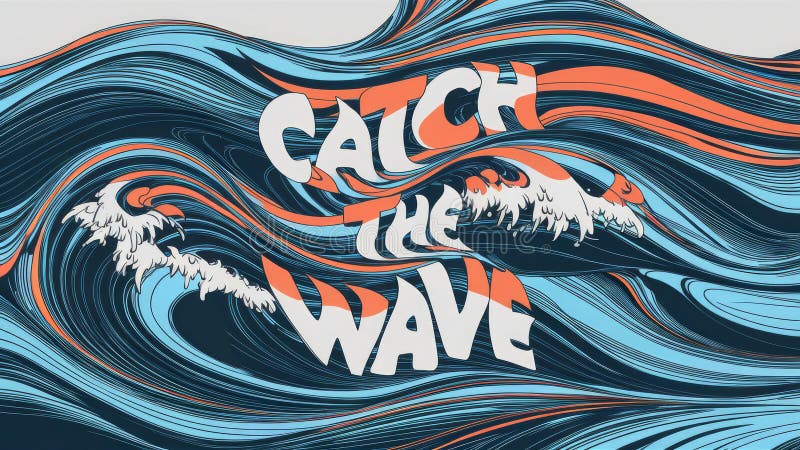 Catch the Wave: Dynamic Blue and Orange Wave Illustration with Bold ...