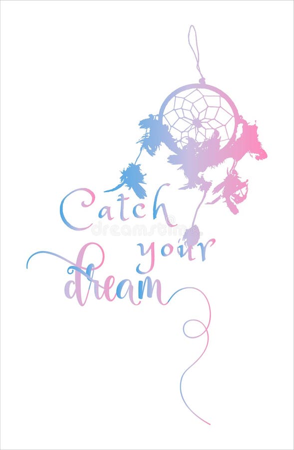 Catch Your Dream Dreamcatcher in Blue Pink Gradient Stock Vector ...