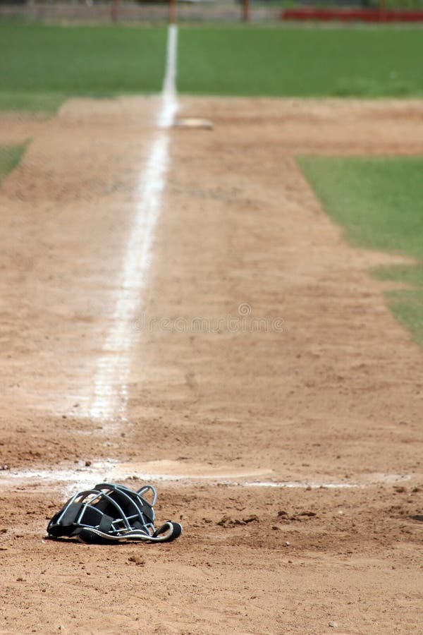 Catcher S Mask on Baseball Field at Afternoon Stock Photo - Image of ...