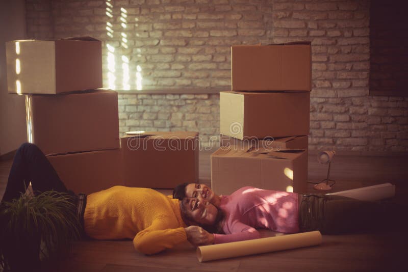 Catching a Break while Moving House Stock Photo - Image of moving ...