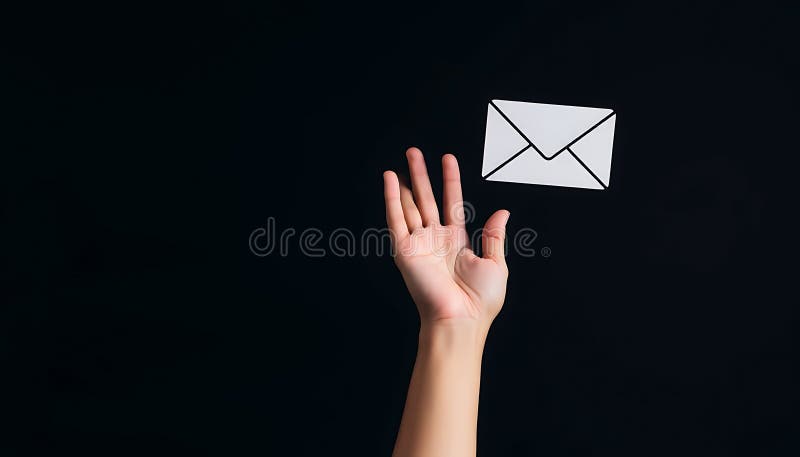 Catching a Digital Message: Hand Reaching for a Floating Envelope Icon ...