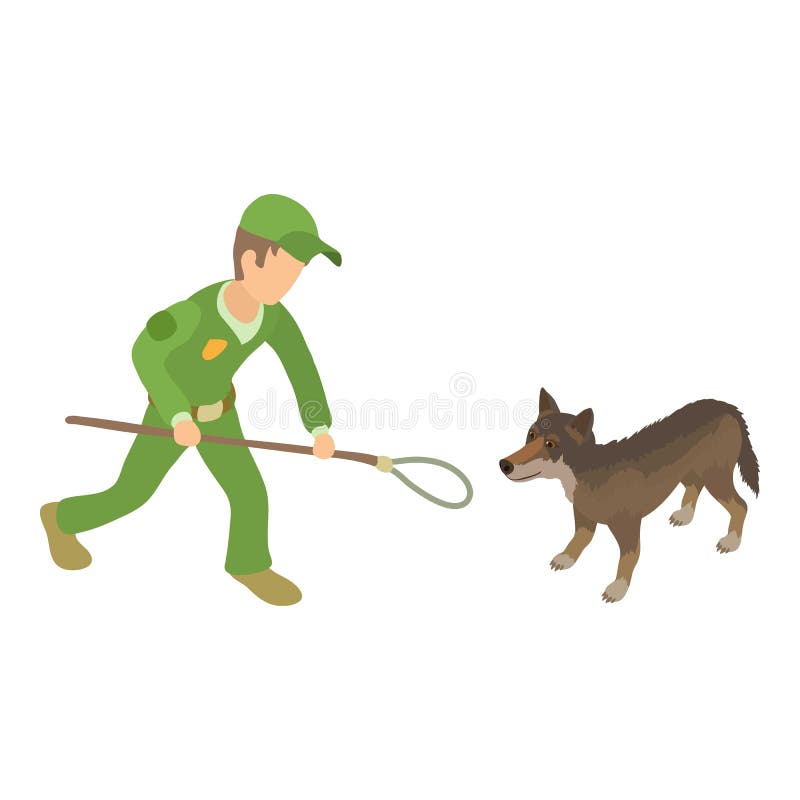 Man Catch Homeless Dog Icon, Cartoon Style Stock Vector - Illustration ...