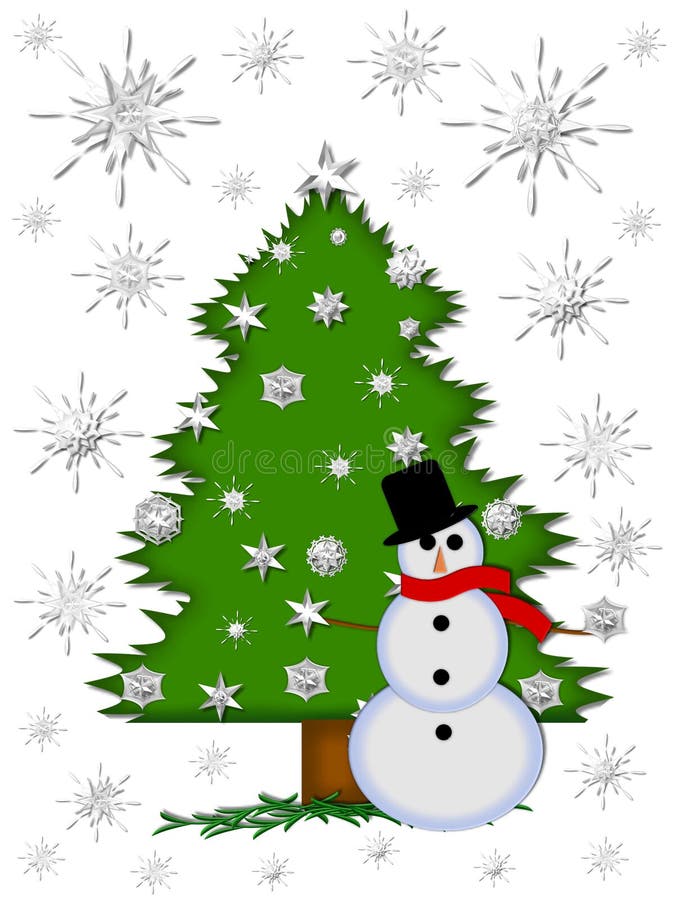 Snowman Catching a Snowflake Stock Illustration - Illustration of happy ...