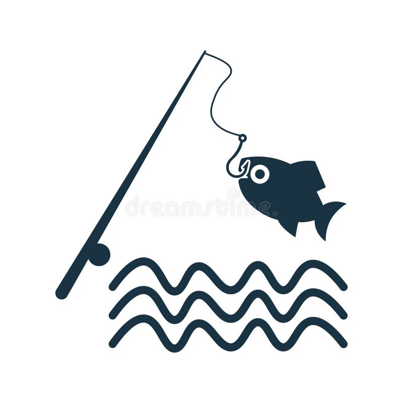 Catching Fish, Fishing Icon. Black Vector Stock Vector - Illustration ...