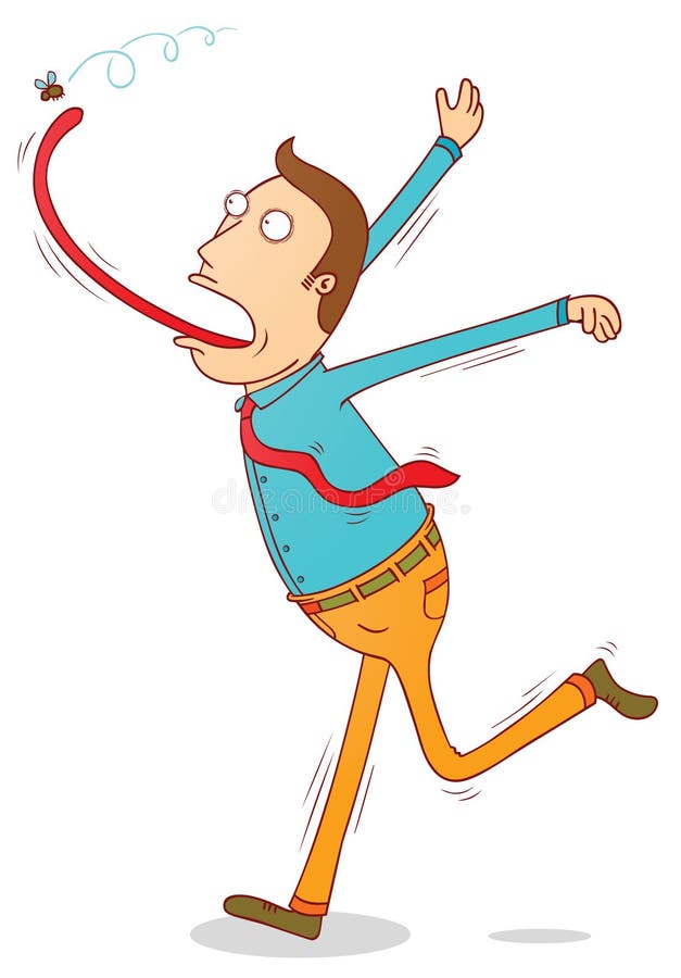 Catching fly with tongue stock vector. Illustration of stress - 36630167