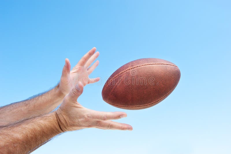 Receiver Catching An American Football Pass Stock Photo - Image of ...