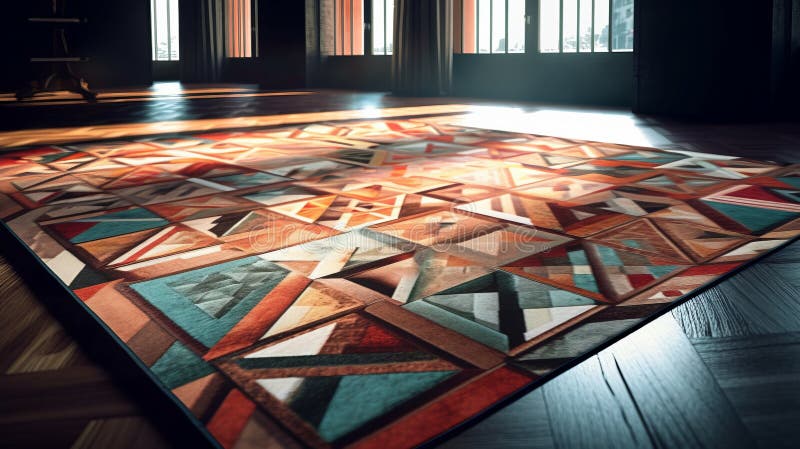 Catching Geometric Patterned Rug. Generative AI Stock Illustration ...