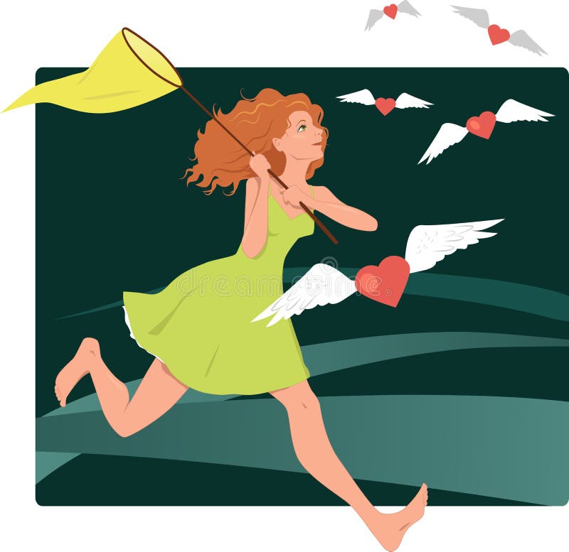 Woman catching heart stock vector. Illustration of pretty - 48471248