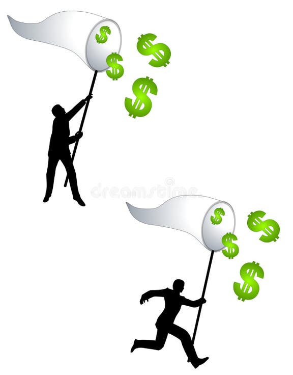 Catching Money with a Net stock illustration. Illustration of cash ...