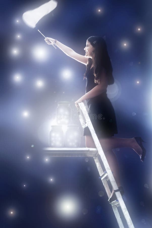 Catching stars stock image. Image of body, collect, blue - 8383851