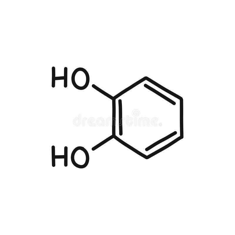 Catechol Chemical Formula Doodle Icon, Vector Illustration Stock ...
