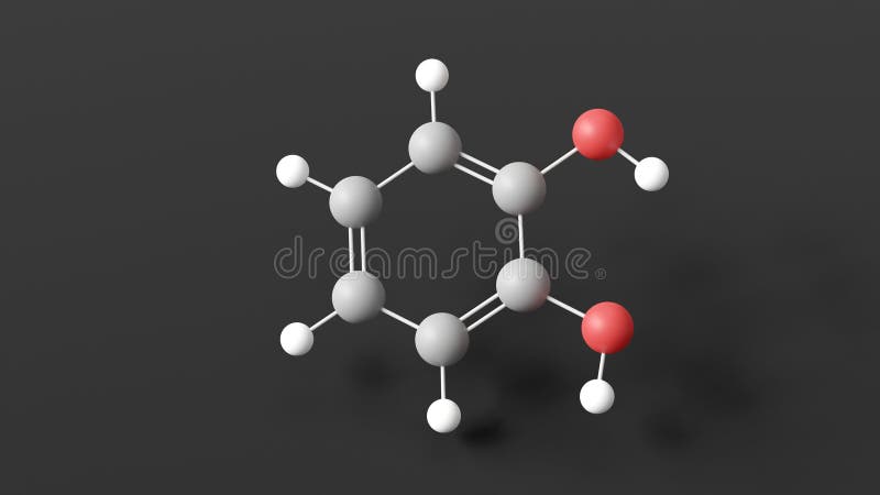 Catechol Molecular Structure, Ortho Isomer, Ball and Stick 3d Model ...