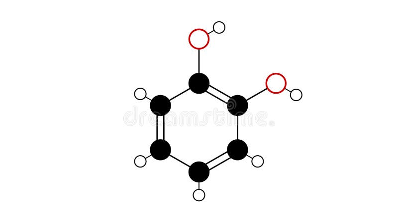 Catechol Molecule, Structural Chemical Formula, Ball-and-stick Model ...