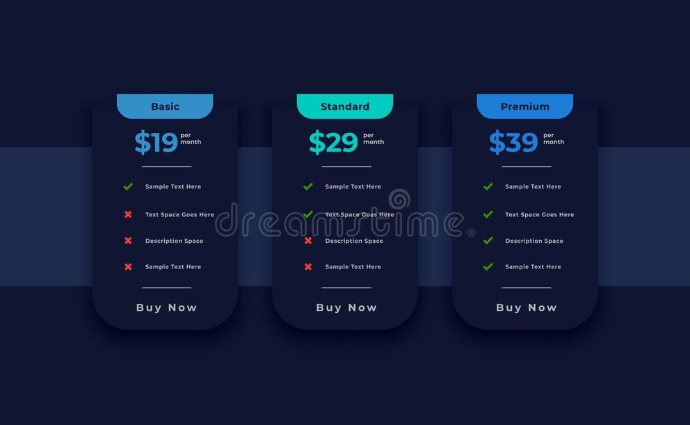 3 Category Basic, Standard and Premium Pricing Plan Template Design ...