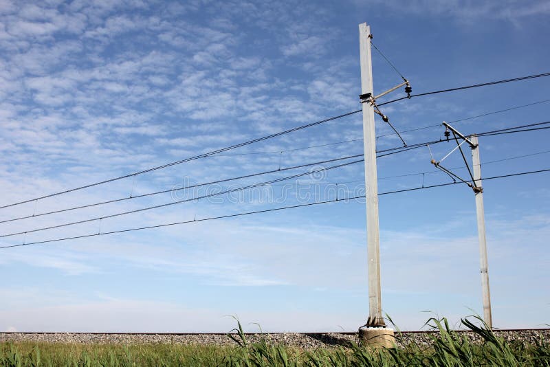 Railroad Railway Catenary Lines Stock Photo - Image of contact, rail ...