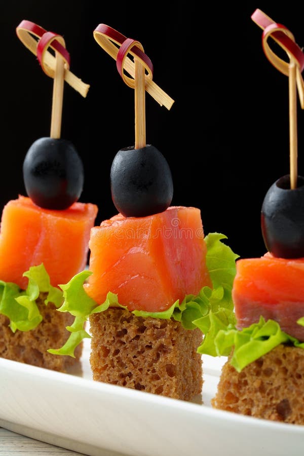 Catering Banquet Table Food Snacks with Fish Stock Photo - Image of ...