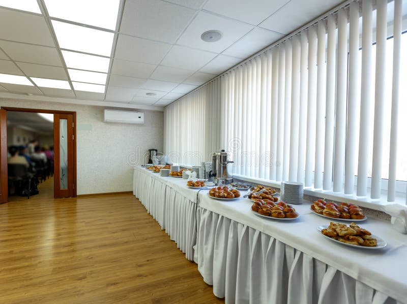 Catering Banquet Table in Hall Next To Conference Room Stock Image ...